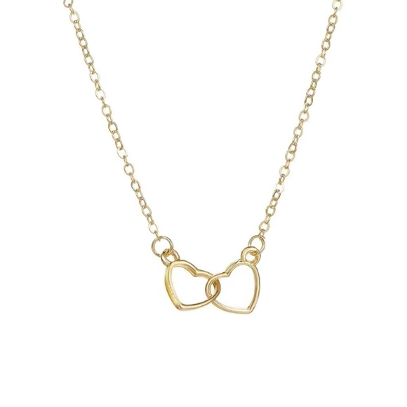 Jewelry | Two Hearts In Love Gold Interlocking Heart Necklace | Poshmark